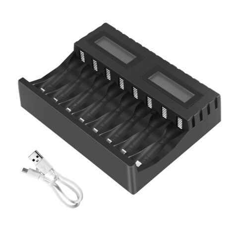 Battery Charger LCD Display Smart Intelligent 8-Slot Chargers for AA ...