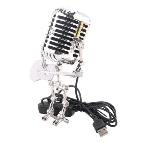 Retro Style Vintage Microphone Robot Desk Lamp, Touch Dimmer Lamp Table ...