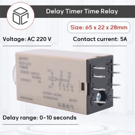 10S Delay Timer Time Relay H3Y-2 AC 220V 8 PIN Adjusting Knob Control Timing for Household ...