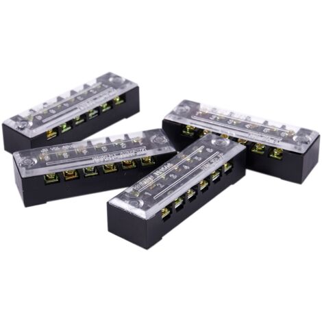 4 Pcs 15A Dual Row 6P Screw Connector Electric Barrier Terminal Block