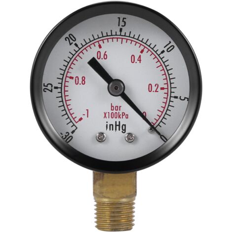 Pressure Gauge - 0 -30inHg -1 bar Mini Dial Air Barometer meters Vacuum ...