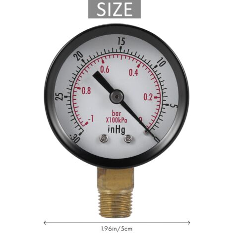 Pressure Gauge - 0 -30inHg -1 bar Mini Dial Air Barometer meters Vacuum ...