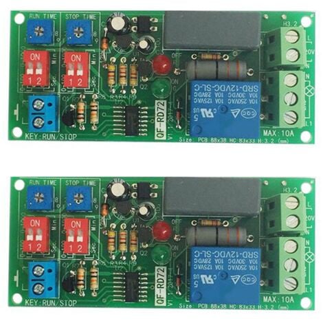 2PCs Dual Time Adjustable Delay Timing Relay Repeat on OFF Switch