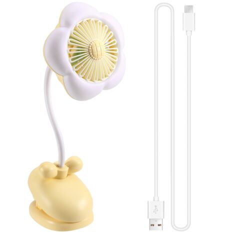 USB Rechargeable Clip on Fan Cute Design Flower 360° Rotate Cooling ...