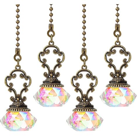 4 Pieces Artificial Crystal Ceiling Fan Pull Chains Chain Extension ...