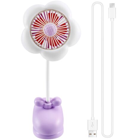 USB Rechargeable Clip on Fan Cute Design Flower 360° Rotate Cooling ...
