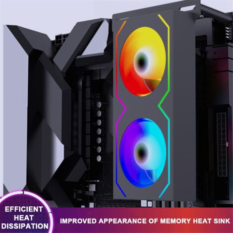 PC Memory Cooling Radiator 4Pin PWM/5V 3Pin ARGB with 2 Fan RAM Heatsink for DDR4 DDR5 Cooler Black