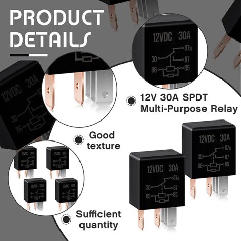 5 Pin 12V 30A Relay Automotive Car Heavy Duty for Motor Accessories (4 ...