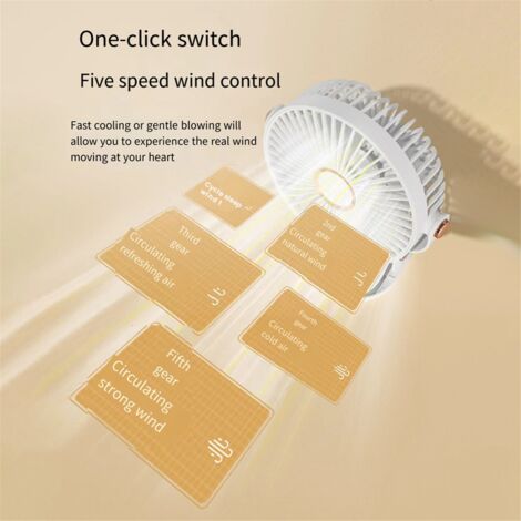 6 Inches Clip Fan 1200mAh USB Rechargeable Strong Wind Power Mini ...