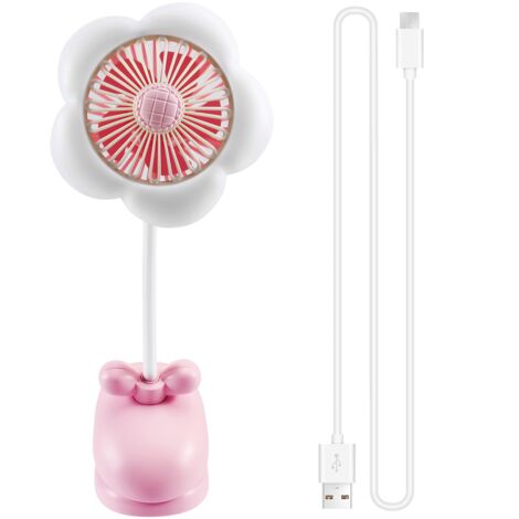 USB Rechargeable Clip on Fan Cute Design Flower 360° Rotate Cooling ...
