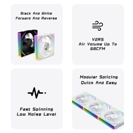 V2RS Case Fan Magic Block Free Splicing 120mm PC Computer 12V Chassis ...