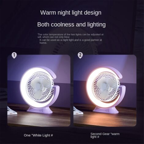 Desk Lamp Fan 1200mAh Desktop Runner Light Mini Handheld Electric ...
