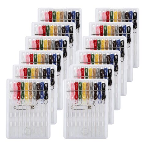 12 Boxes Sewing Kit Mini Quick Fix Travel Emergency Pre Threaded Needle ...