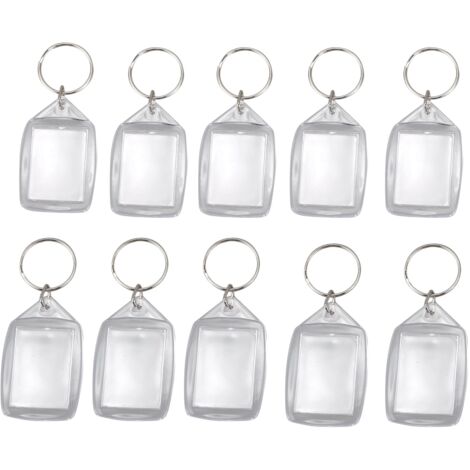 10x Clear Acrylic Plastic Blank Keyrings Insert Passport Photo Keychain ...