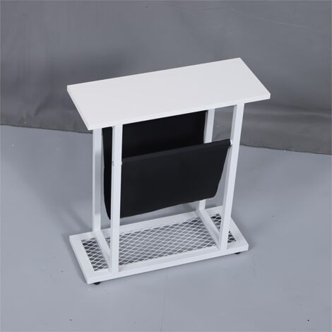 Narrow Side Table with Fabric Storage Organizer Holder, Small Sofa End ...