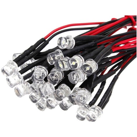 20CM 12V Wired For Light Emitting Diode Wiring LED Lot Size: 5mm Flat ...