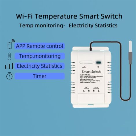 Tuya Wifi 16A Smart Temperature Switch Power Monitor with Sensor Probe Real Time Monitoring ...