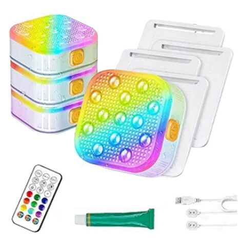 4pcs Rechargeable Submersible Pool Lights with Remote, IP68 Waterproof ...