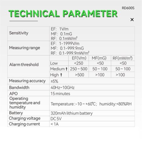 RD600S Electromagnetic Radiation Tester Portable Handheld Radio ...