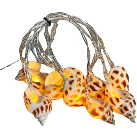 Beach themed string lights, LED shells and conches, decorative lights