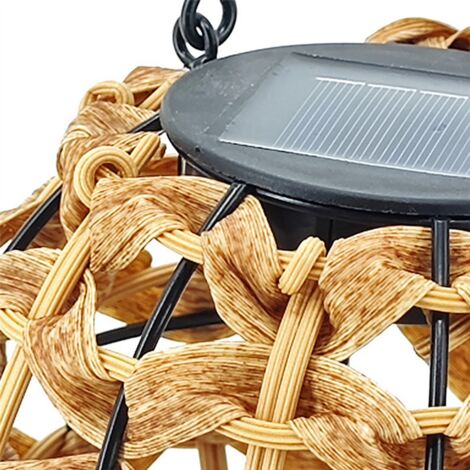 Solar Rattan Light,Woven Outdoor Lantern with Handle,Waterproof