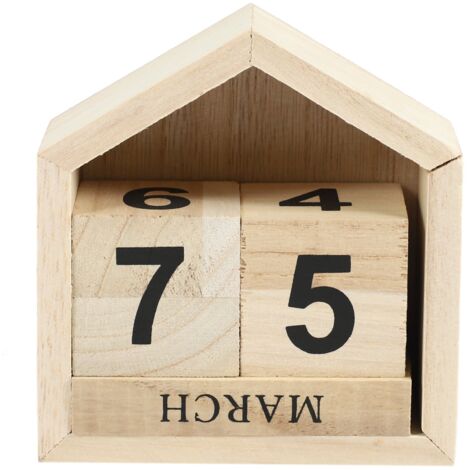 Vintage Shape Calendar Wooden Block-Wood Color