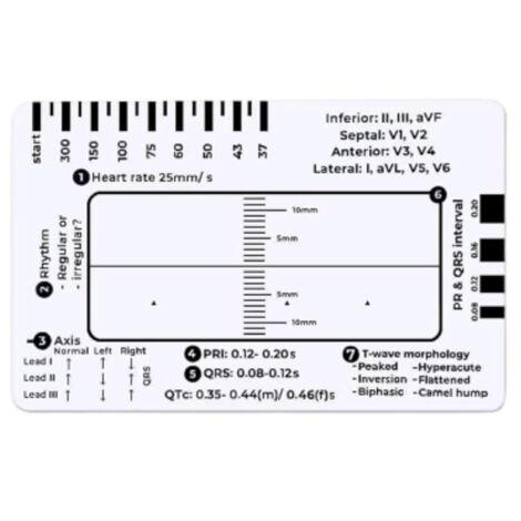 ECG 7 Step Ruler, Rapid Quick Cardiac Analysis and Measurement Tool