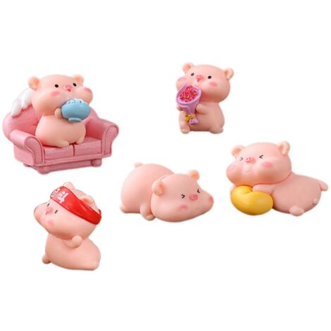 6 Pcs Miniature Pigs Figurines Cute Pink Pig Family Toys Figures