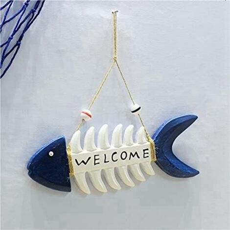 Fish Bone Welcome Sign Wall Decor Beach-Themed