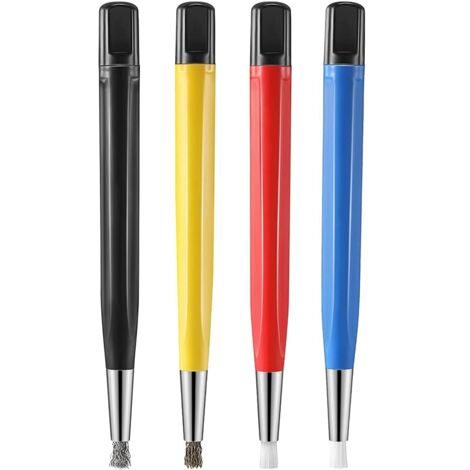 4Pcs/Set Rust Removal Brush Pen Glass Fiber/ Brass/Steel/Nylon