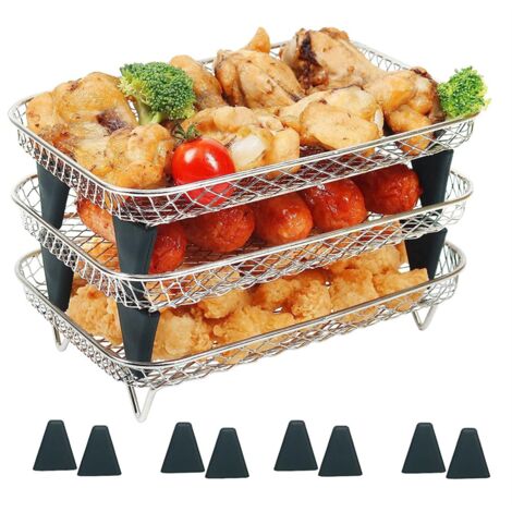 Air Fryer Rack for Dual Basket, 3 Layers, Stacking Bacon Racks