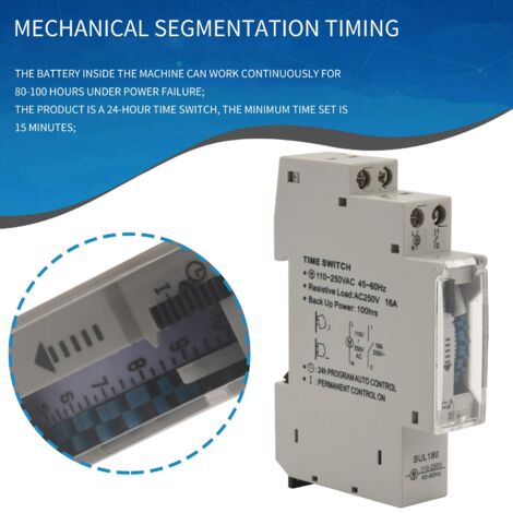 SUL180a 15 Minutes Mechanical Timer 24 Hours Programmable Din Rail ...
