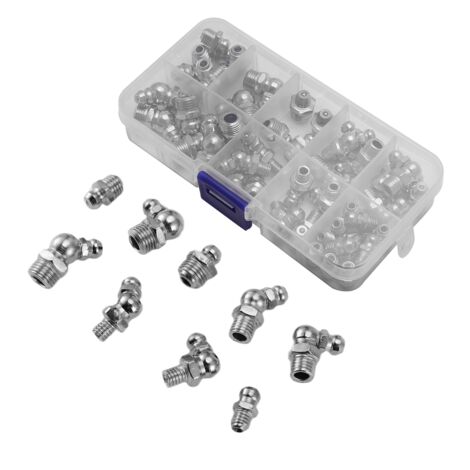 60Pcs Metric Grease Fittings Kit, Hydraulic Zerk Assortment