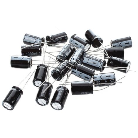 20 Pcs 1000uF 25V 105C Radial Electrolytic Capacitors Black 10x17mm
