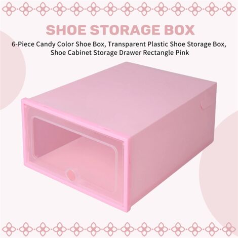 6-Piece Candy Color Shoe Box, Transparent Plastic Storage Cabinet ...