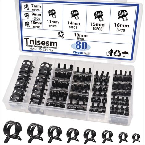 80Pcs Spring Band Hose Clamps Assortment Kits Silicone Vacuum Pipe ...