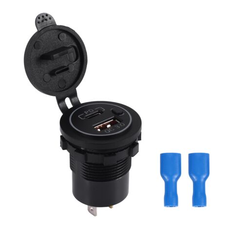 12V-24V 48W USB Steckdose Wasserdichte Buchse PD und QC3.0 Anschluss ...