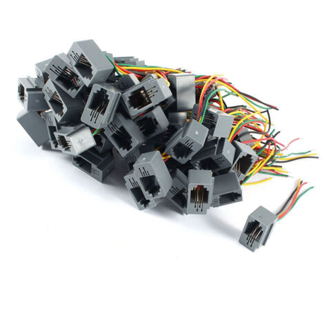 50 Stueck 616e 4P4C RJ9 Weiblich Telefon Stecker Adapter w 4 Draehte 8cm