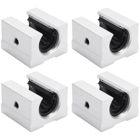 4 x SBR12UU 12mm Aluminum Linear Motion-Router Lager Fester Block, Silber
