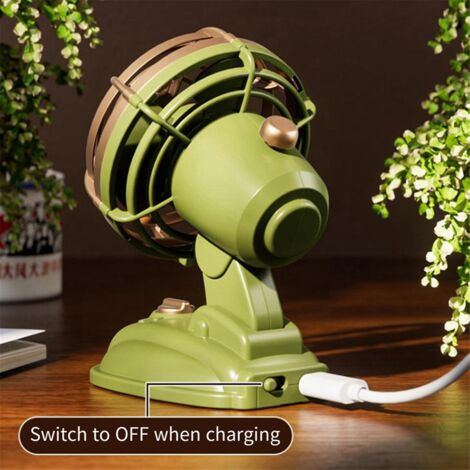 Retro Mini-Desktop-Ventilator, 400 MAh, Wiederaufladbar über USB ...