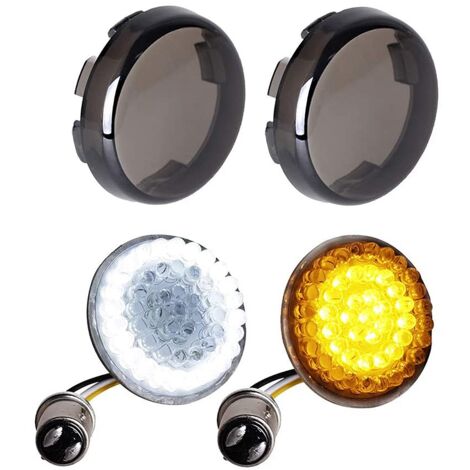 4PCS Smoked Front Blinker LED Lichter Panel Motorrad 1157 Einsatz Kit ...