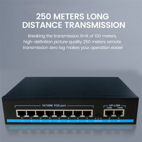 POE-Switch 10 Port 100Mbps Ethernet Smart Support Netzwerk für Kamera ...