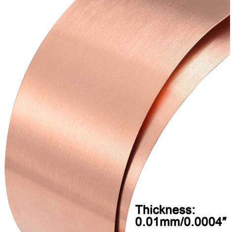 2X Kupfer Blech Rolle, Metall Folien Platte 1000 mm x 100 mm x 0,01 mm