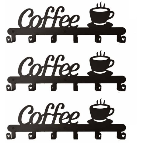 3X Kaffee Tassen Halter ein der Wand Montiert, Kaffee Bar Zeichen ...