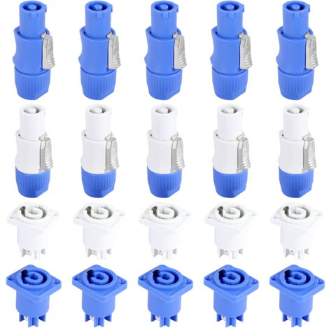 10er Set PowerCON Typ A NAC3FCA+NAC3MPA-1 Chassis-Stecker-Panel-Adapter