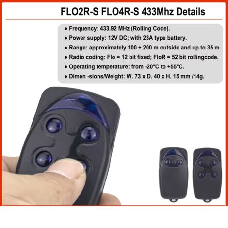 FLO2R-S 433MHz Rolling Code Garagentor Fernbedienung Tor -2