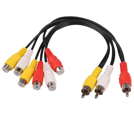 Neue 3 Cinch Stecker auf 6 Splitter Audio Tv Dvd Video Adapter Av Kabel