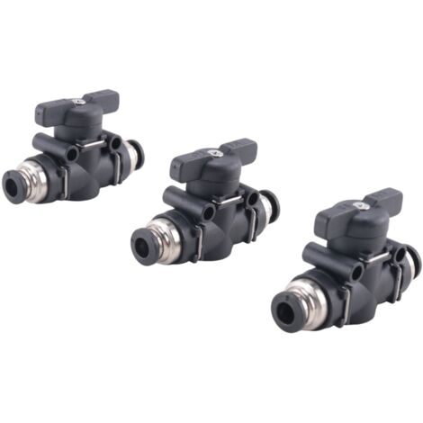 6mm Push Connect Ventil Ball Air Flow Control Schnell Rohr Armaturen 3 Pack