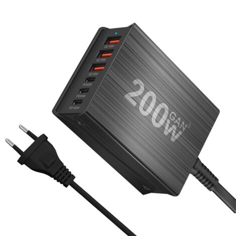 6-Port Ladestation Hub USB C Schnellladegerät für Handys EU-STECKER
