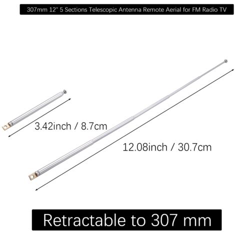 Antenne für UKW-Radio 5 Teleskopabschnitte 307 mm 12"